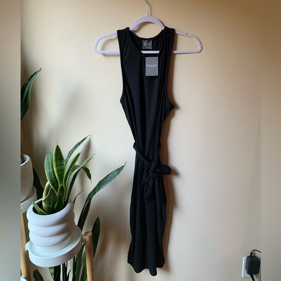 Olivia Rae | Dresses | Olivia Rae Black Ribbed Tie Waist Midi Dress ...